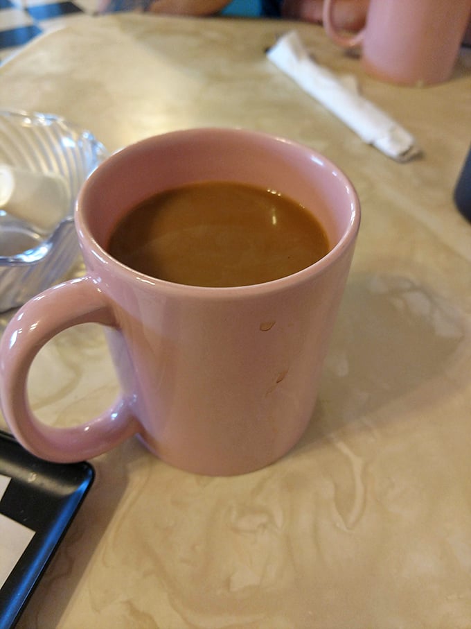Sometimes the simple pleasure of perfectly brewed coffee in a classic mug makes everything feel right.