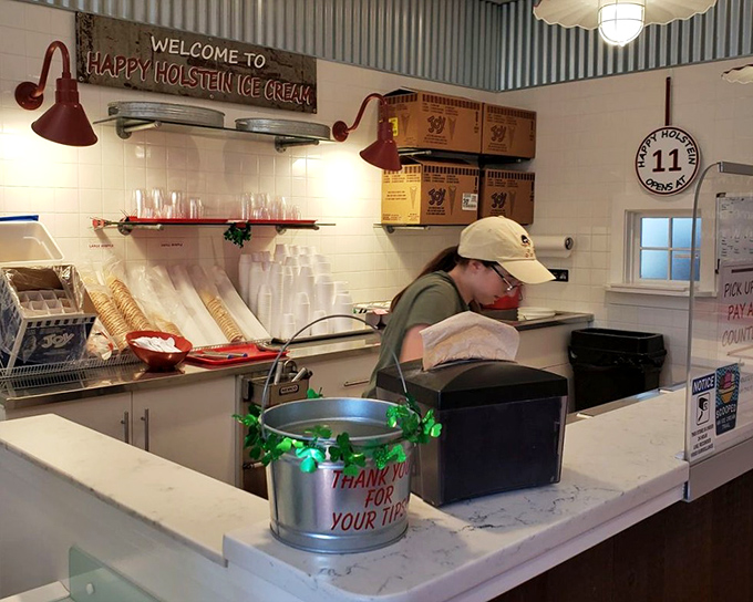 The ice cream counter—where happiness is served by the scoop and diet plans go to die a delicious death.