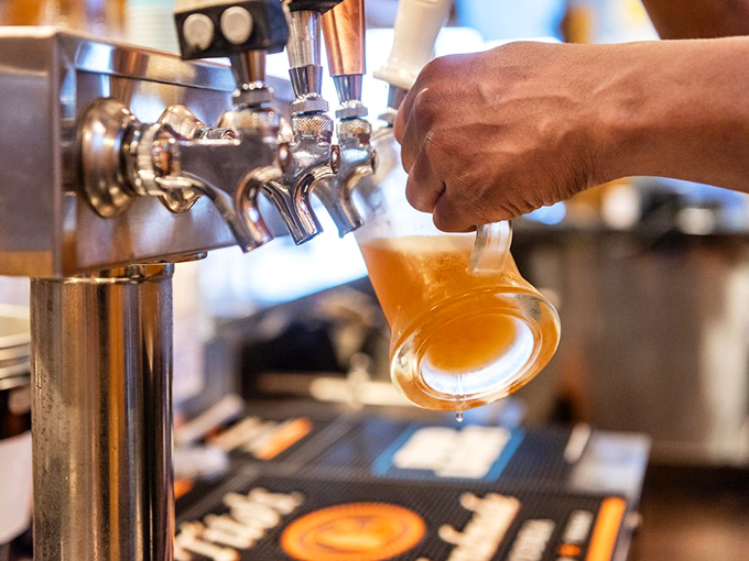 Cold beer on tap—because battling crab legs is thirsty work. Like a refreshing reward after conquering the seafood mountain.
