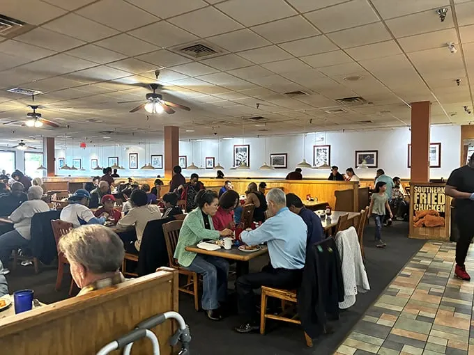 The dining room hums with the universal language of satisfaction—the quiet murmurs of people too busy enjoying their food to make conversation.