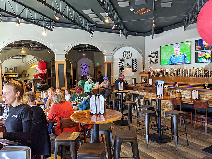 The happiest hour – when strangers become neighbors over pints and pies in a room designed for both conversation and consumption.