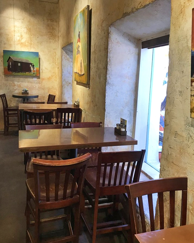 The dining room feels like your coolest friend's place—if your friend had impeccable taste and lived in a historic Sonoma building.