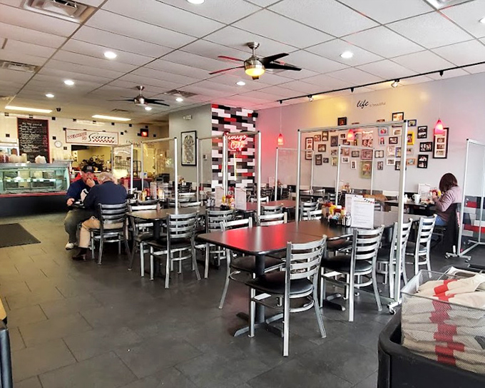 Where Columbus locals gather for good food and conversation. Notice the lack of people staring at phones—they're too busy enjoying their meals.