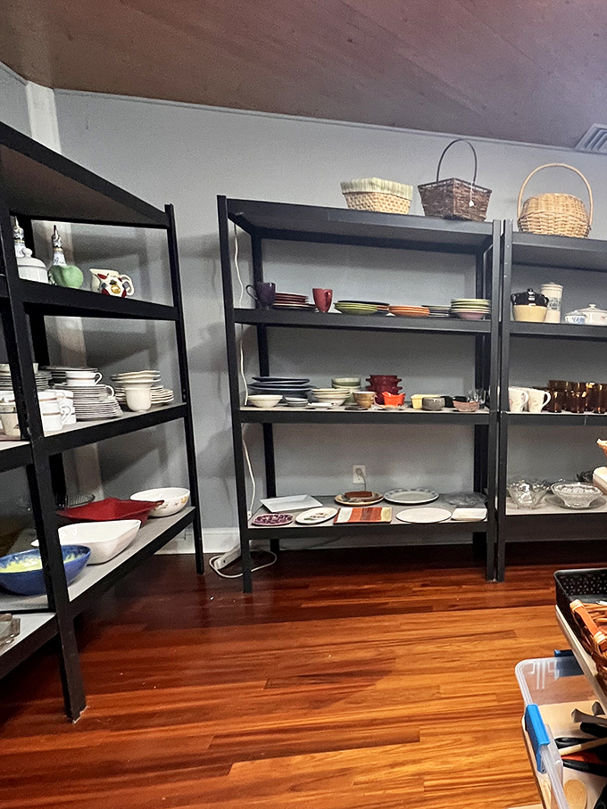 Kitchen essentials organized with surprising precision. These dishes aren't just affordable—they're waiting to hold your famous potato salad!