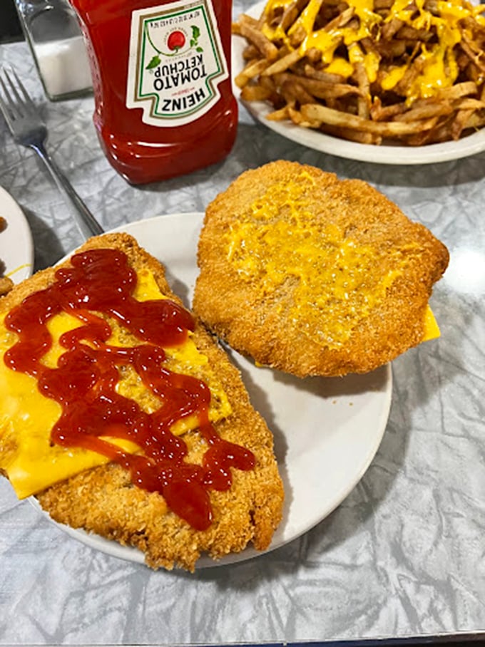 Breaded perfection meets melty American cheese. Like finding the last parking spot at the mall during holiday season—a victory worth celebrating.