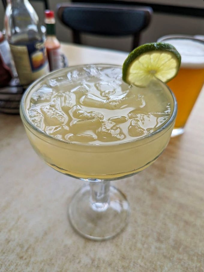 A margarita that sparkles like the nearby Pacific—the perfect liquid companion to a parade of seafood delights.