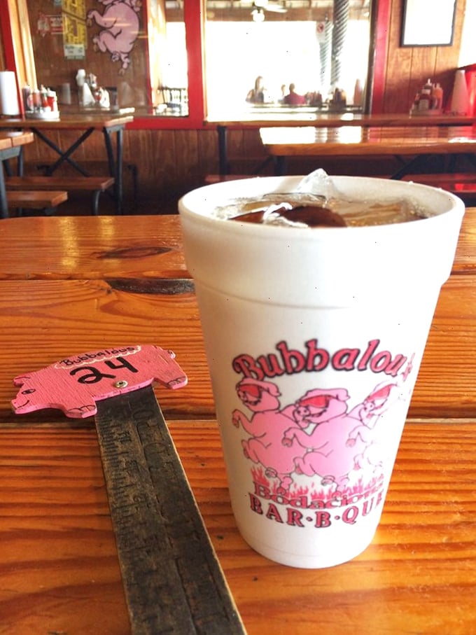 The iconic Bubbalou's cup and table marker—simple pleasures that signal the imminent arrival of meat-based happiness to your table.