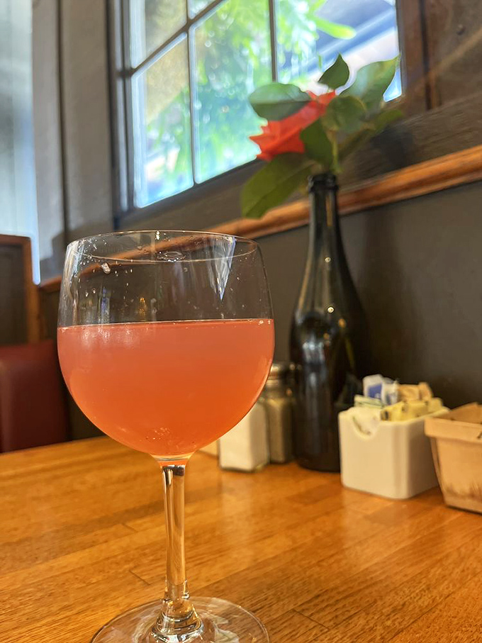 A rosé moment in a sunbeam—sometimes the perfect California afternoon requires nothing more than this glass and a window seat.