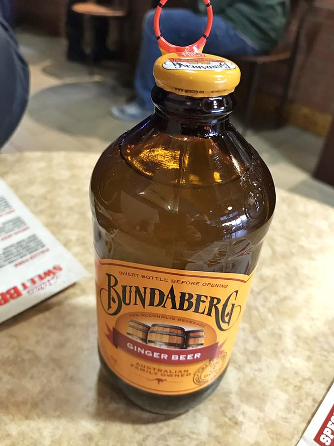 Bundaberg ginger beer—the sophisticated choice for washing down barbecue. Like bringing an Australian accent to a Midwestern meat party.