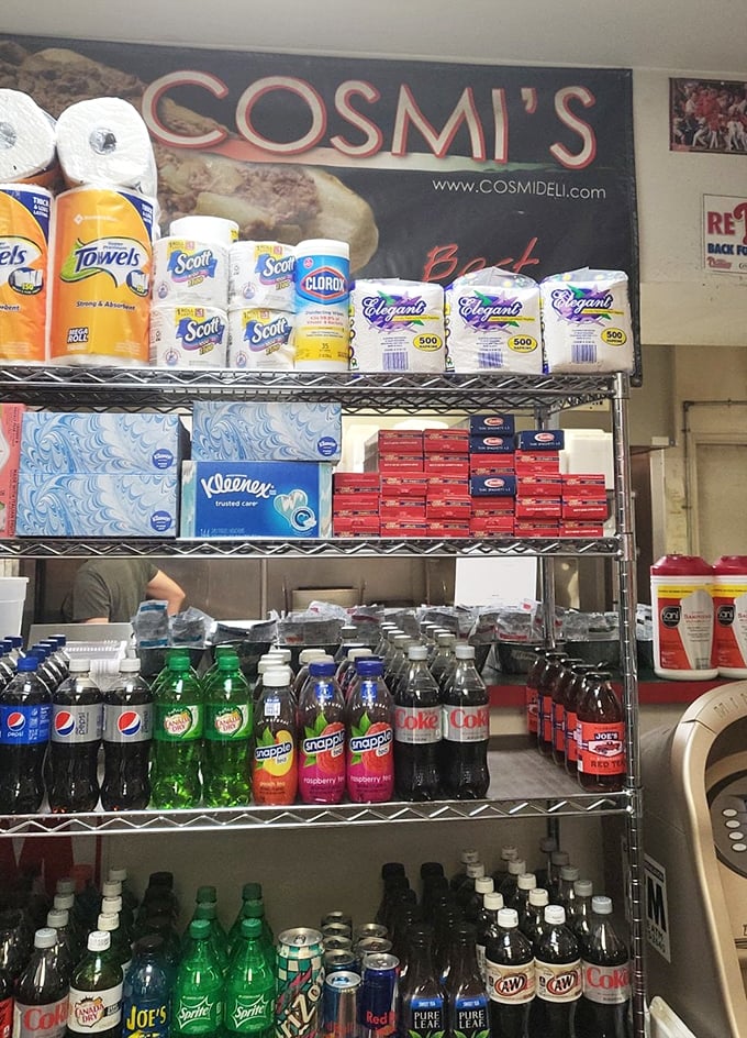 The beverage section isn't just drinks—it's the supporting cast that knows its role in the sandwich blockbuster you're about to experience.