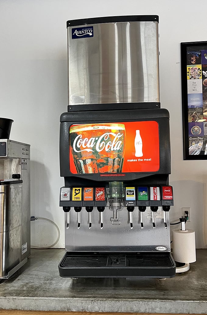 Even the soda fountain feels nostalgic—because nothing washes down spectacular fried chicken quite like an ice-cold fountain drink.