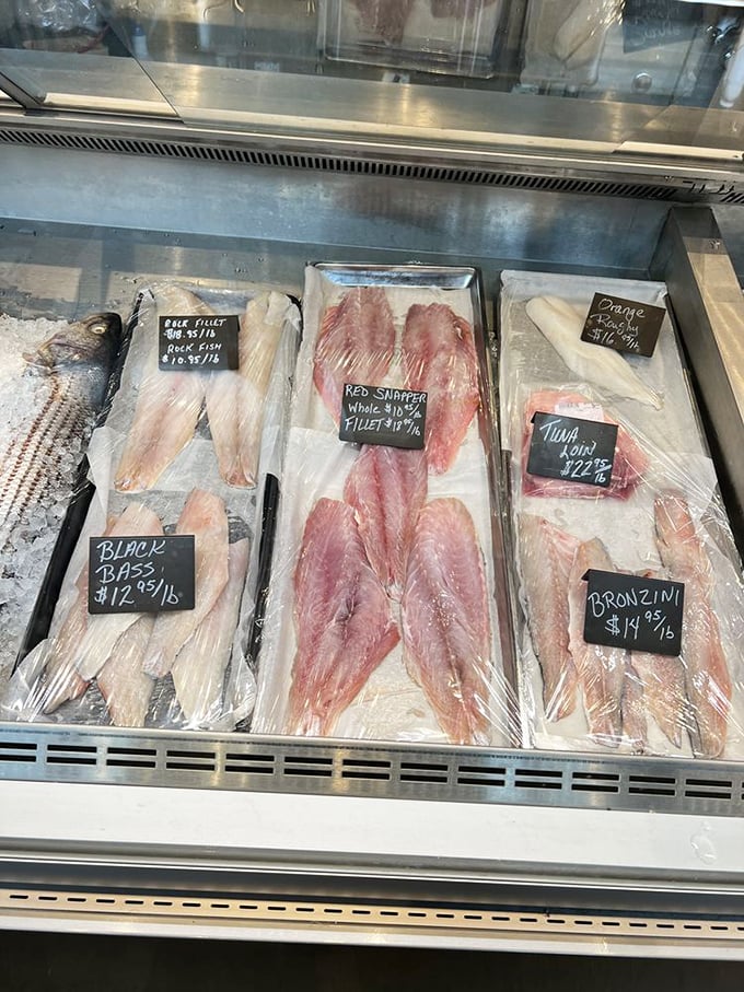 A seafood case that makes fish lovers weak at the knees. From black bass to red snapper, these fillets are the starting point for countless memorable meals.