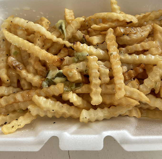 Crinkle-cut fries with just the right amount of seasoning. The ideal supporting actor in the blockbuster production that is a Stroud's meal.