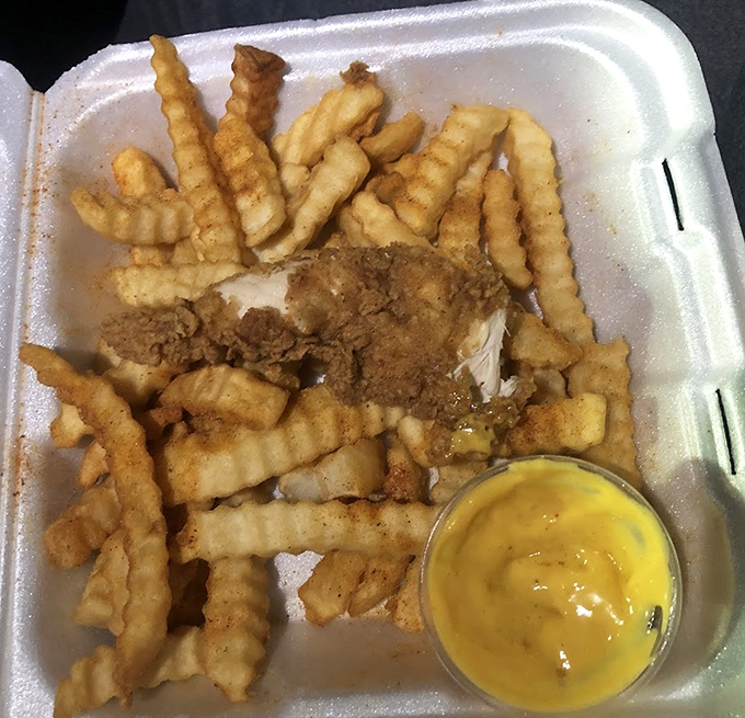 Crinkle-cut fries and chicken with honey mustard - a combo that's been solving bad days since before Instagram existed.
