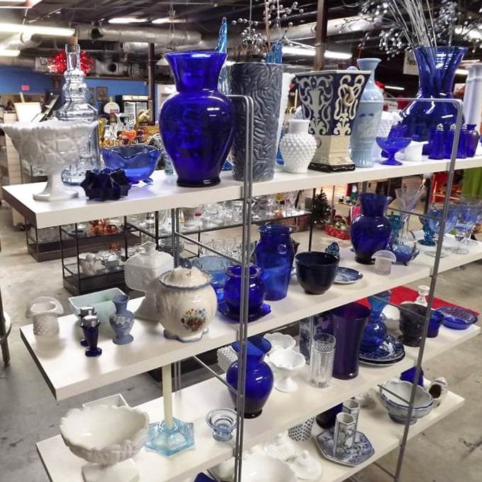 Cobalt blue glassware catches the light like sapphires on a budget. Your grandmother would approve of these timeless pieces for your next dinner party.