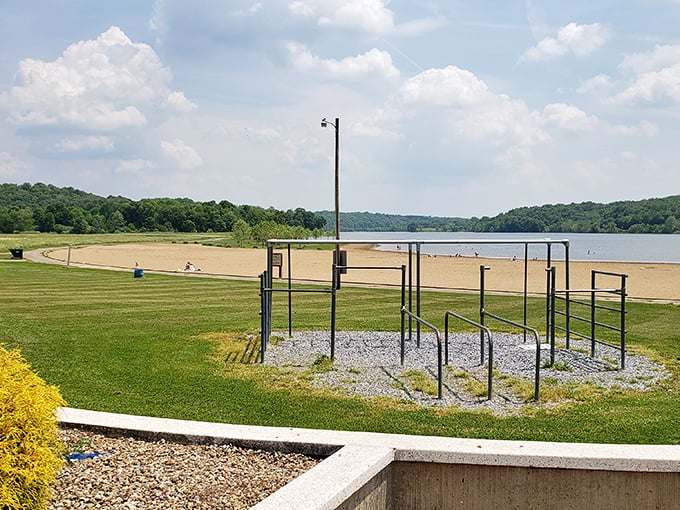 Fitness with a view—Salt Fork's beachside exercise equipment proves working out doesn't have to mean staring at gym walls.