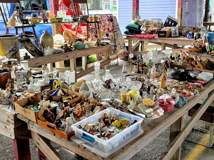 Organized chaos at its finest—this table of miscellaneous treasures invites you to dig deep, where the best finds often hide beneath the obvious.