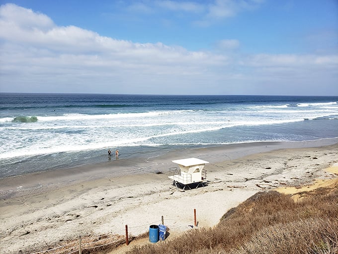 That little white lifeguard station isn't just watching over swimmers—it's guarding the very essence of the California dream.