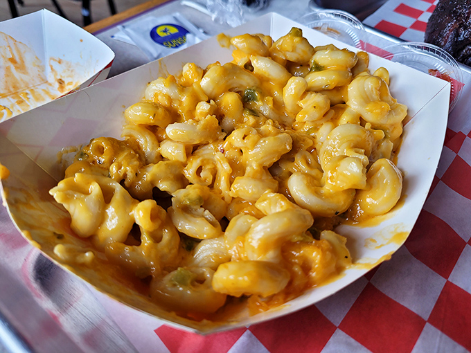Mac and cheese that doesn't come from a blue box. This golden, gooey side dish is stealing the spotlight from meat—a rare barbecue plot twist.