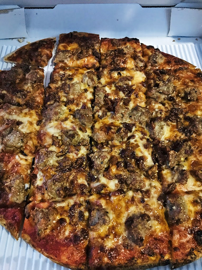 Melted cheese perfection meets savory toppings. If this pizza were a person, it would be the reliable friend who never lets you down.