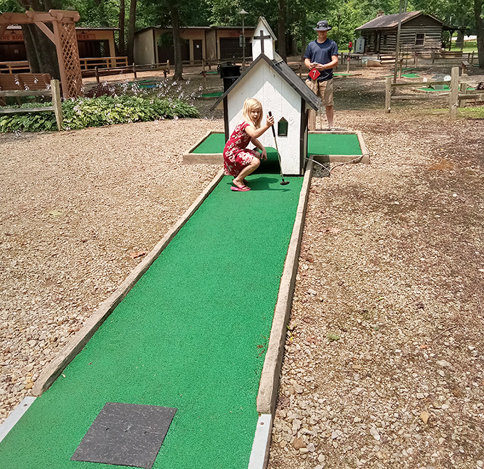 Mini-golf in the woods—where "getting a birdie" might include actual birds watching your technique. Family fun that doesn't require a screen or charging cable.