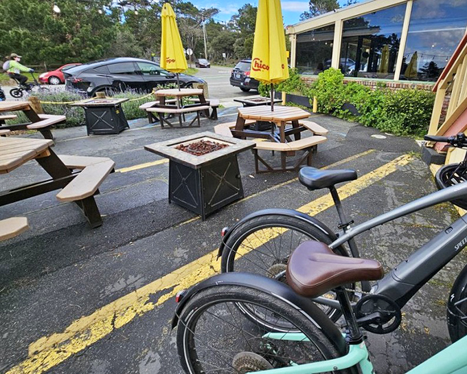 Outdoor seating where ocean breezes enhance every bite. Those fire pits aren't just for show—they're for extending your seafood euphoria into the evening.