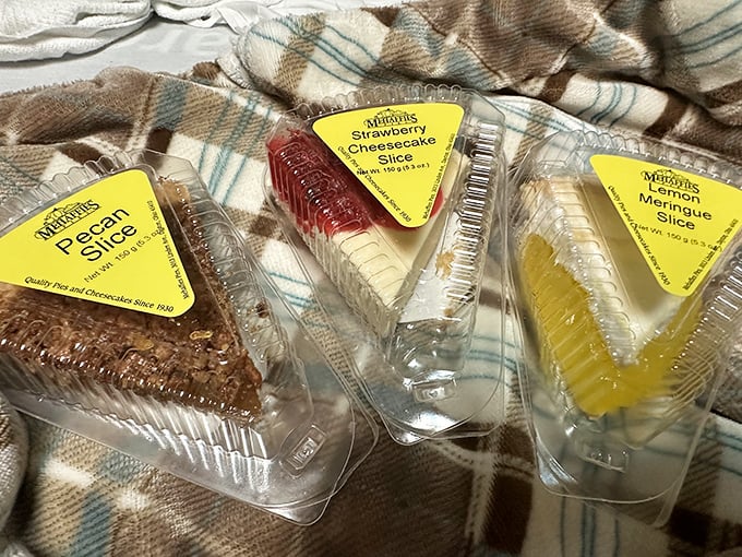 Triangular slices of happiness, individually packaged for immediate consumption. The pecan, strawberry, and lemon trio—a perfect dessert flight.