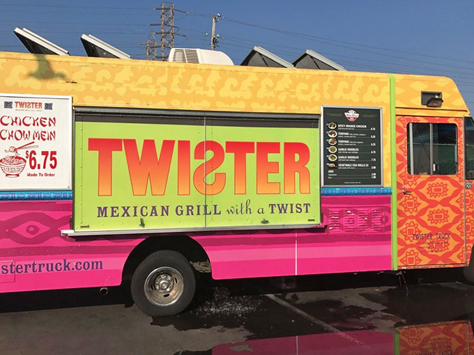 The "Twister" food truck brings Mexican cuisine with a twist. It's like your favorite taco joint decided to hit the road and join the circus.