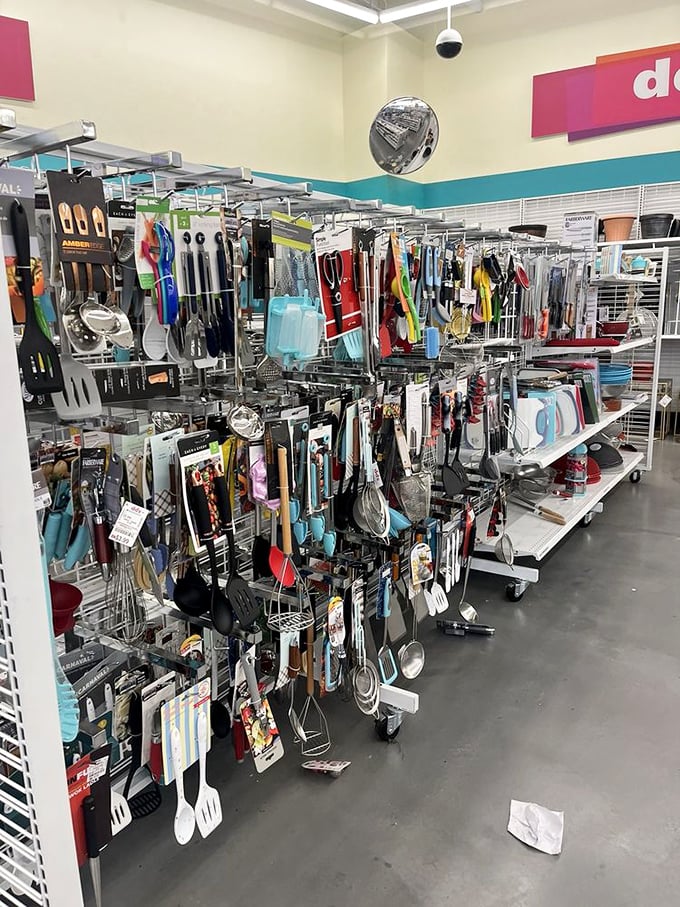 The kitchen utensil aisle is where practical meets affordable – spatulas and whisks and ladles, oh my!
