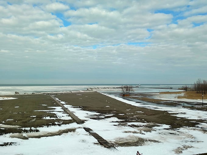Winter transforms Conneaut into a serene snowscape. The lake doesn't close for the season—it simply offers a different kind of beauty.