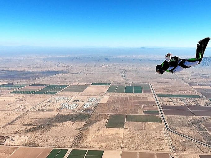 Eloy's wide-open skies attract thrill-seekers and skydivers—though watching from terra firma is a perfectly acceptable retirement activity.