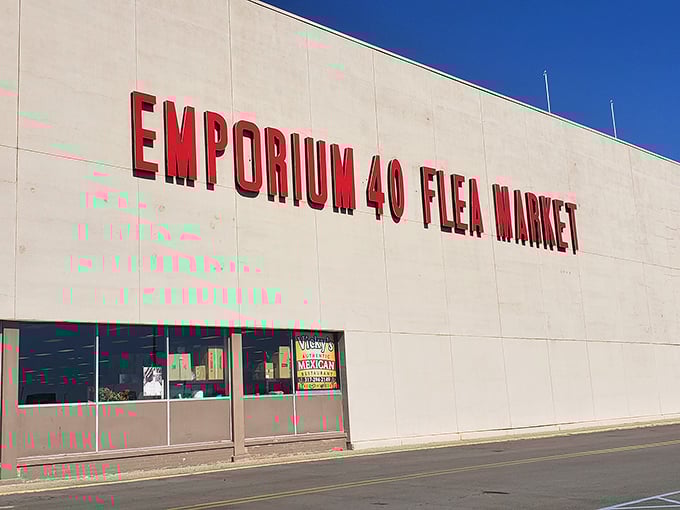 Emporium 40's industrial exterior houses a climate-controlled treasure hunt. Size definitely matters in the flea market world!