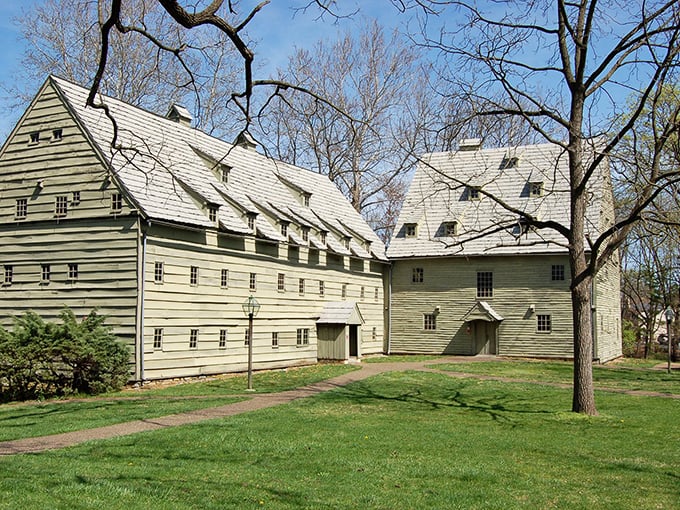 Ephrata Cloister buildings—where 18th-century craftsmanship puts our IKEA furniture to absolute shame.