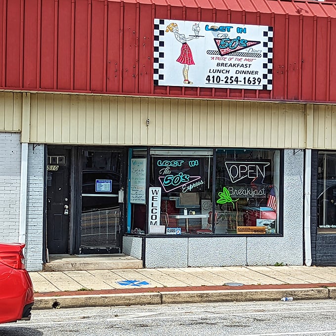 Lost in the 50's retro signage isn't just decoration—it's a time machine promising milkshakes with a side of nostalgia.