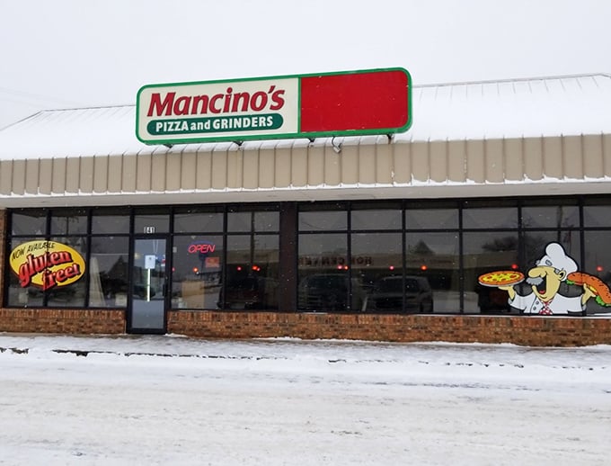 Mancino's no-nonsense storefront focuses on what matters – the incredible pizza and grinders waiting for you inside.