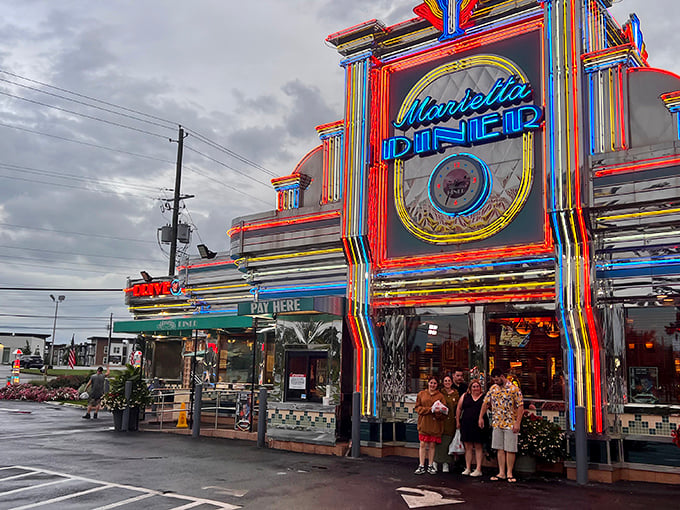 Marietta Diner's neon extravaganza isn't subtle, but neither are their portion sizes—gloriously excessive in all the right ways.