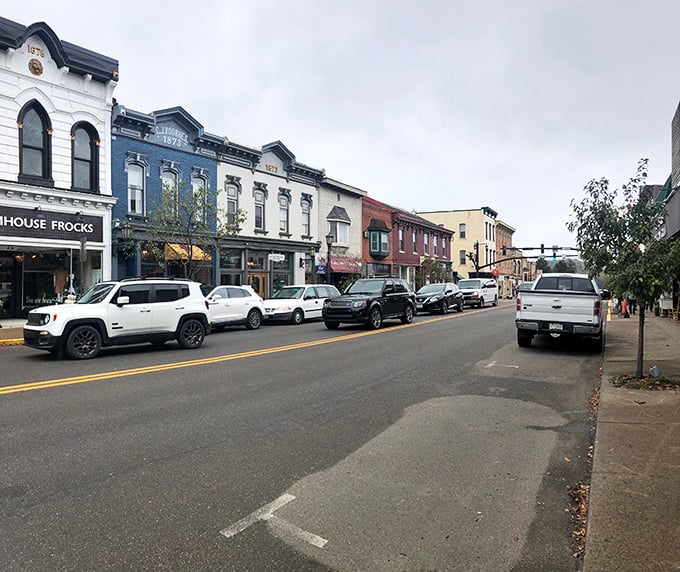 Millersburg's historic buildings stand shoulder-to-shoulder, creating a streetscape that's both impressive and inviting. Window shopping paradise!