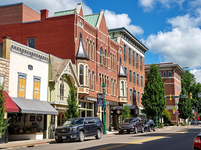 Brick buildings with character line Mount Vernon's main drag – each one looking like it could tell you stories over coffee.