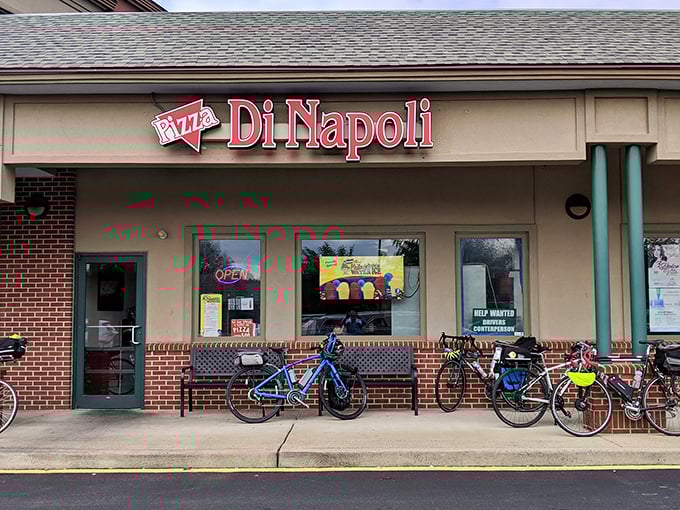 Pizza Di Napoli welcomes cyclists with open doors. Those bikes outside aren't coincidence—they're evidence of pizza worth pedaling for.