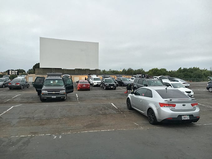 South Bay Drive-In's screens stand tall against San Diego's perfect evening sky, promising a night of cinematic adventure.