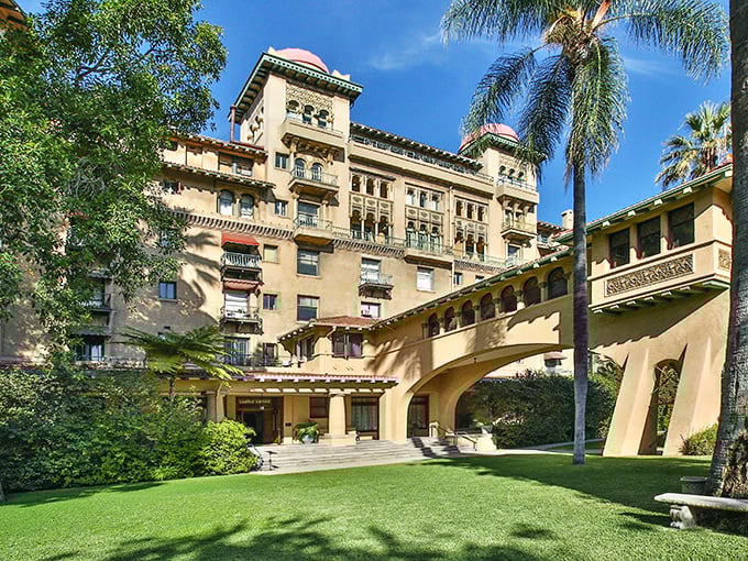 The Castle Green: Spanish-Moorish architecture creates a castle-like silhouette against the urban landscape—a slice of old-world elegance in downtown Pasadena.