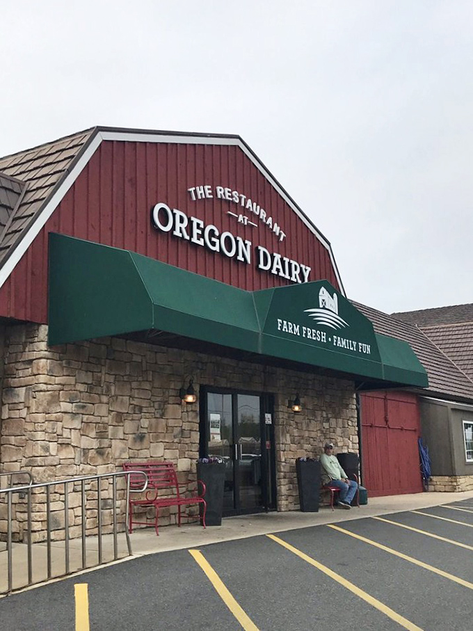 The Restaurant at Oregon Dairy wears its farm heritage proudly—a red barn where the milk for your ice cream comes from just outside.