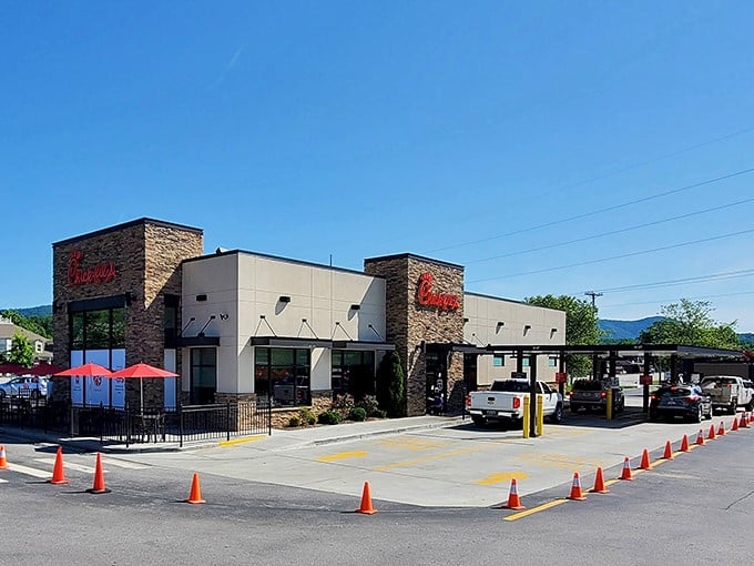 The view from Blairsville showcases rolling mountains and a town nestled perfectly in nature's embrace.