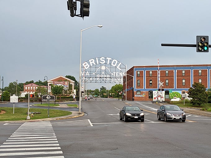 The famous Bristol sign welcomes visitors to this unique two-state town. One foot in Virginia, one in Tennessee—talk about straddling the line!