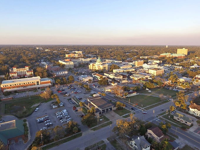 DeLand from above reveals itself as a perfect grid of possibilities—each street a potential adventure, each building a story waiting to be discovered.