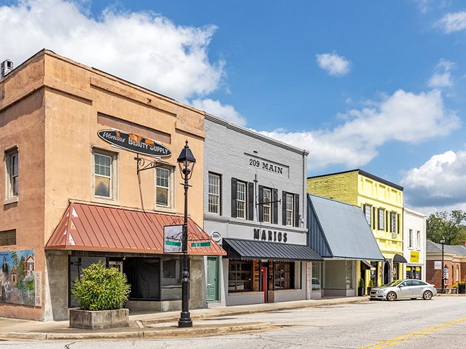 Historic buildings frame Edgefield's main street, where shopping local isn't a trend—it's just what you've always done. 