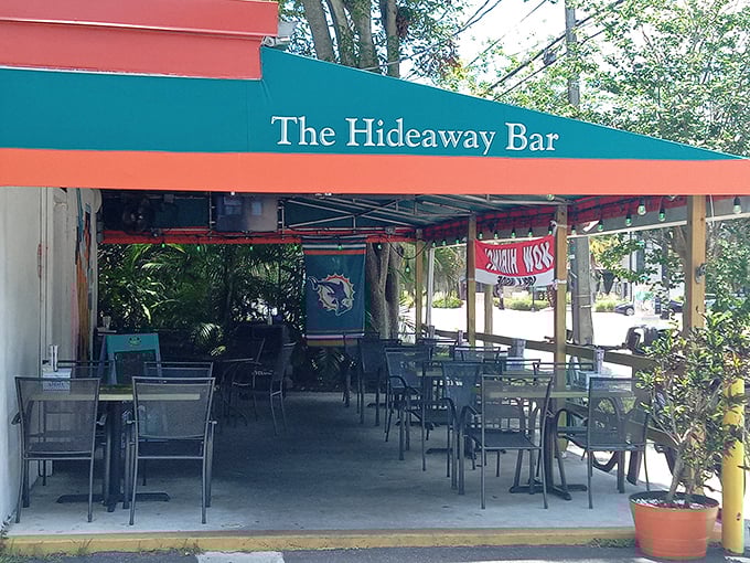 This covered patio offers something Disney can't – real conversations with real people over real drinks.