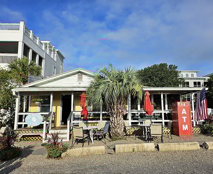 Palm trees, porch seating, and the promise of shrimp and grits—this little yellow house knows the recipe for island breakfast bliss.