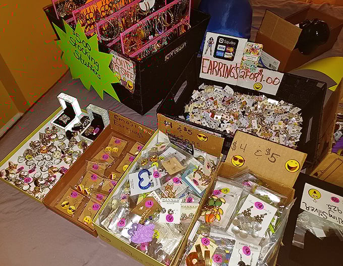 Jewelry organized with cheerful chaos – where $4 and $5 can transform your accessory collection and spark conversations for years to come.