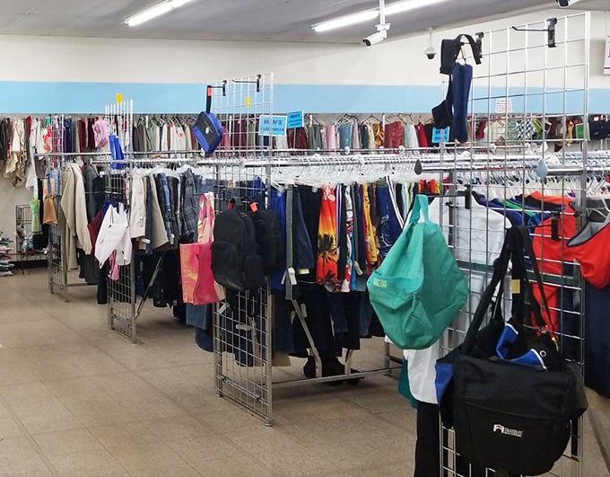Clothing racks stretch toward the horizon like a textile landscape—each aisle a new adventure in personal style reinvention.